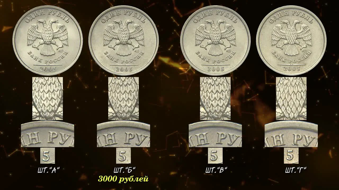 Varianten und Wert der 1-Rubel-Münze von 2005 SPMD